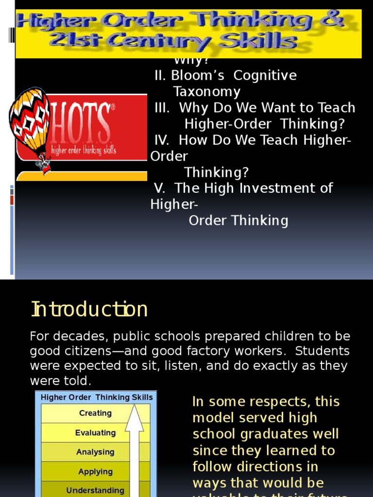 Teaching High Order Thinking Original | PDF | Reading Comprehension ...