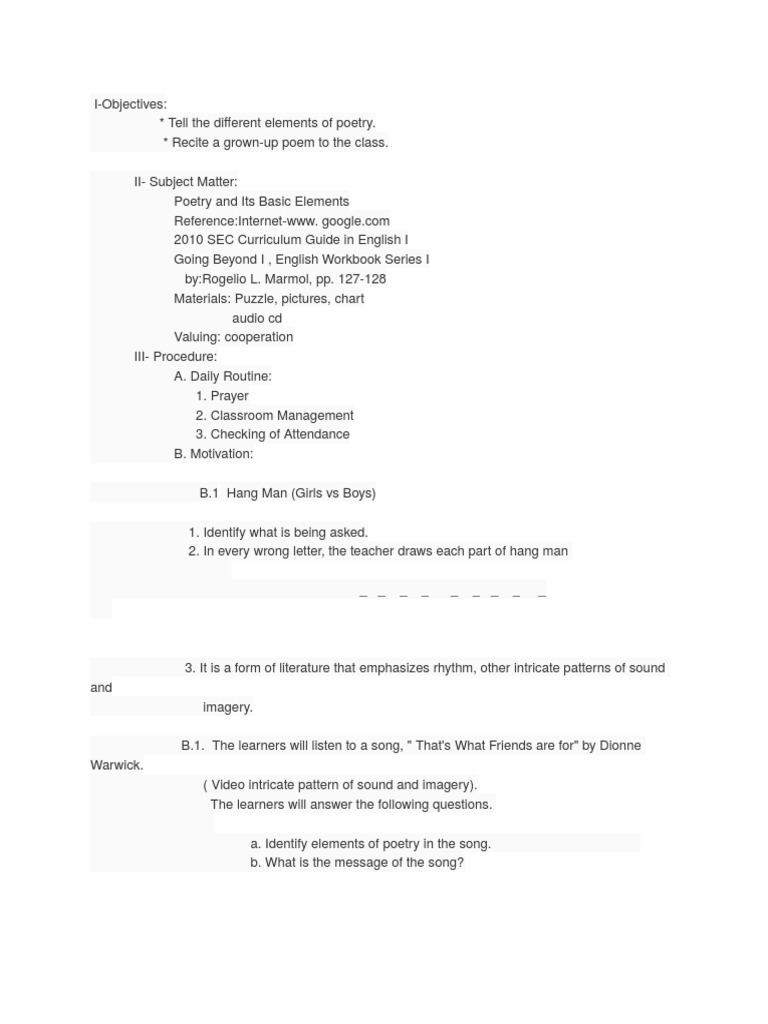 Lesson Plan For Word Stress | PDF | Poetry | English Language