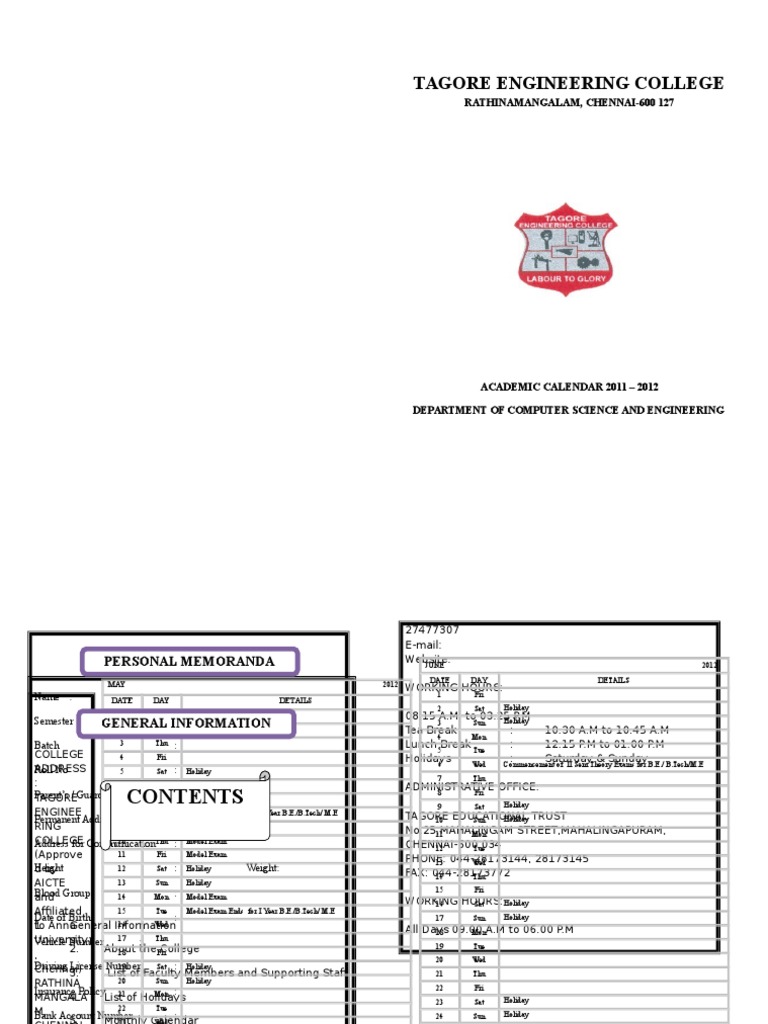 Academic Calendar and Schedule for Tagore Engineering College ...