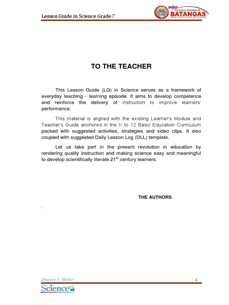 Lesson Guide g7 Q1 On Template | PDF | Solution | Solubility