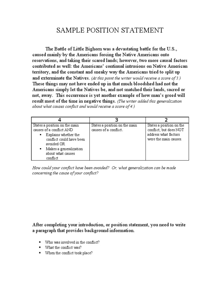 Sample Position Statement | PDF