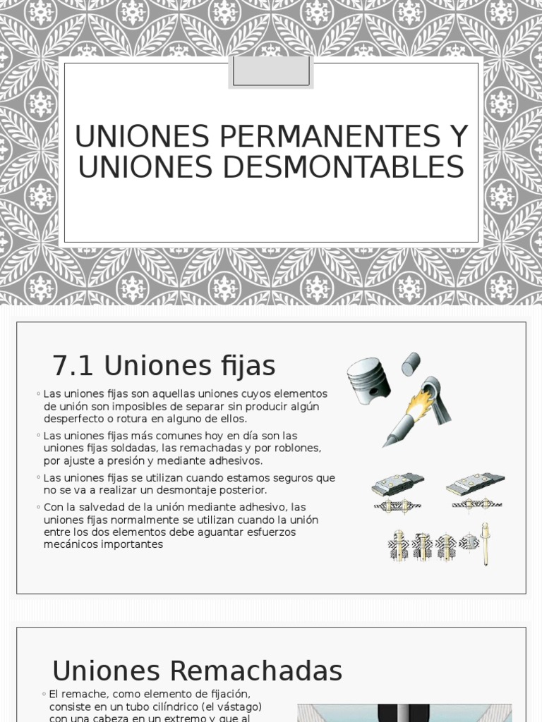 Uniones Fijas y Desmontables en Mecánica | PDF | Soldadura | Construcción