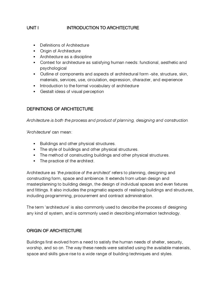 Introduction To Architecture | PDF | Architect | Aesthetics