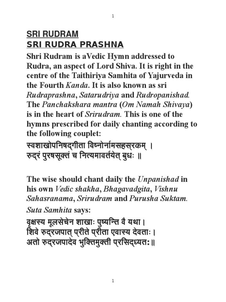 Sri Rudram | PDF | Hindu Mythology | Hindu Literature