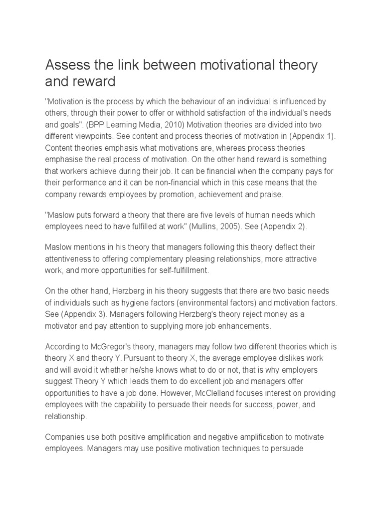 The Link Between Motivational Theory and Reward | PDF | Motivation ...