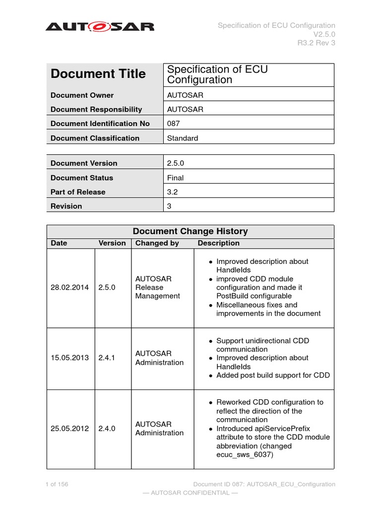AUTOSAR ECU Configuration | PDF | Specification (Technical Standard) | Xml