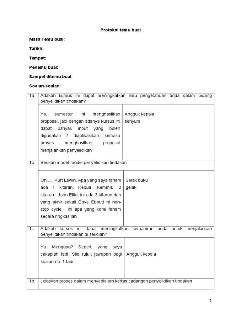 Protokol Temu Bual Pelajar | PDF