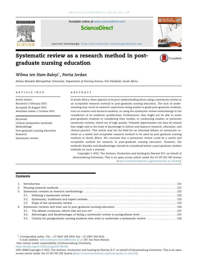 Systematic Review As A Research Method in Postgraduate PDF | PDF