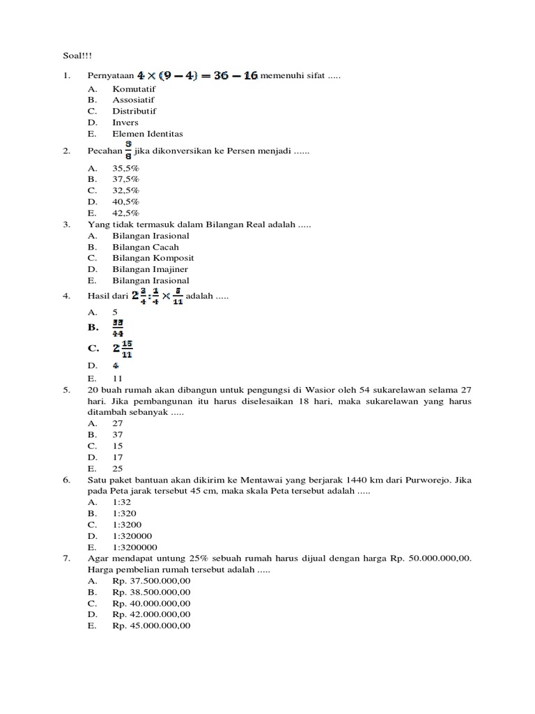 Soal Uas Matematika Sma Kelas X Ganjil - Examsworld - Us | PDF