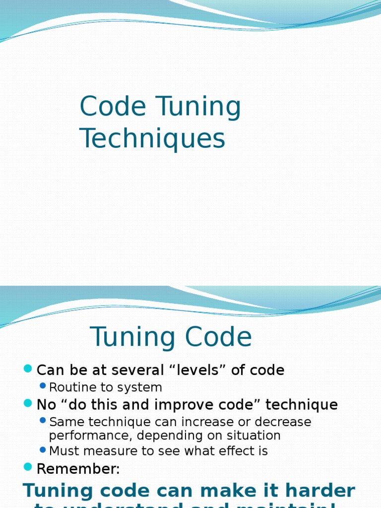 Code Tuning Techniques | PDF | Subroutine | Array Data Structure