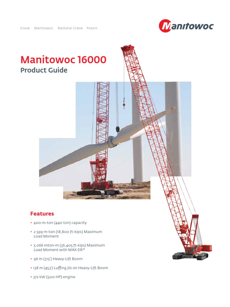 Manitowoc 16000: Product Guide | PDF | Crane (Machine) | Transmission ...