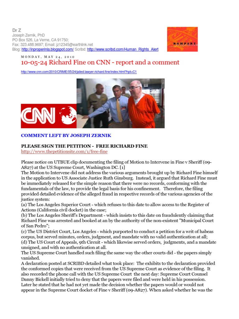 10-05-24 Richard Fine On CNN Report and A Comment | PDF | Judge ...