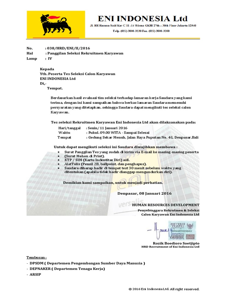 PT Eni Indonesia LTD | PDF