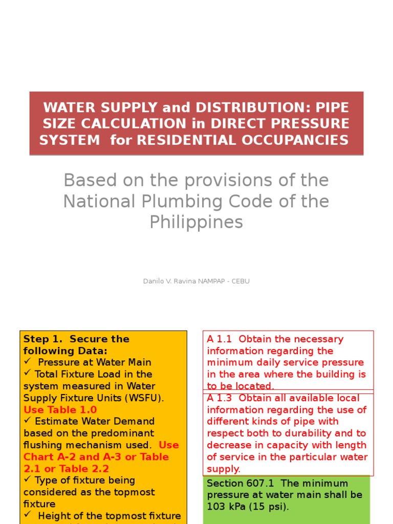 Pipe Size Calculation-residential | Tap (Valve) | Pressure