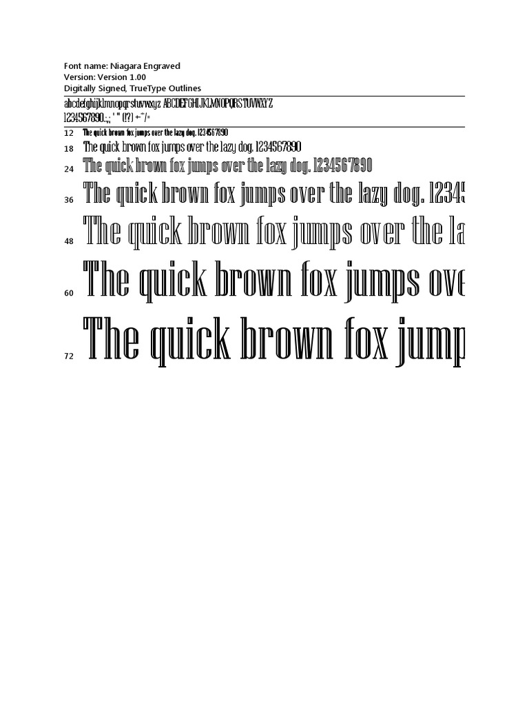 Niagara Engraved Font Details | PDF