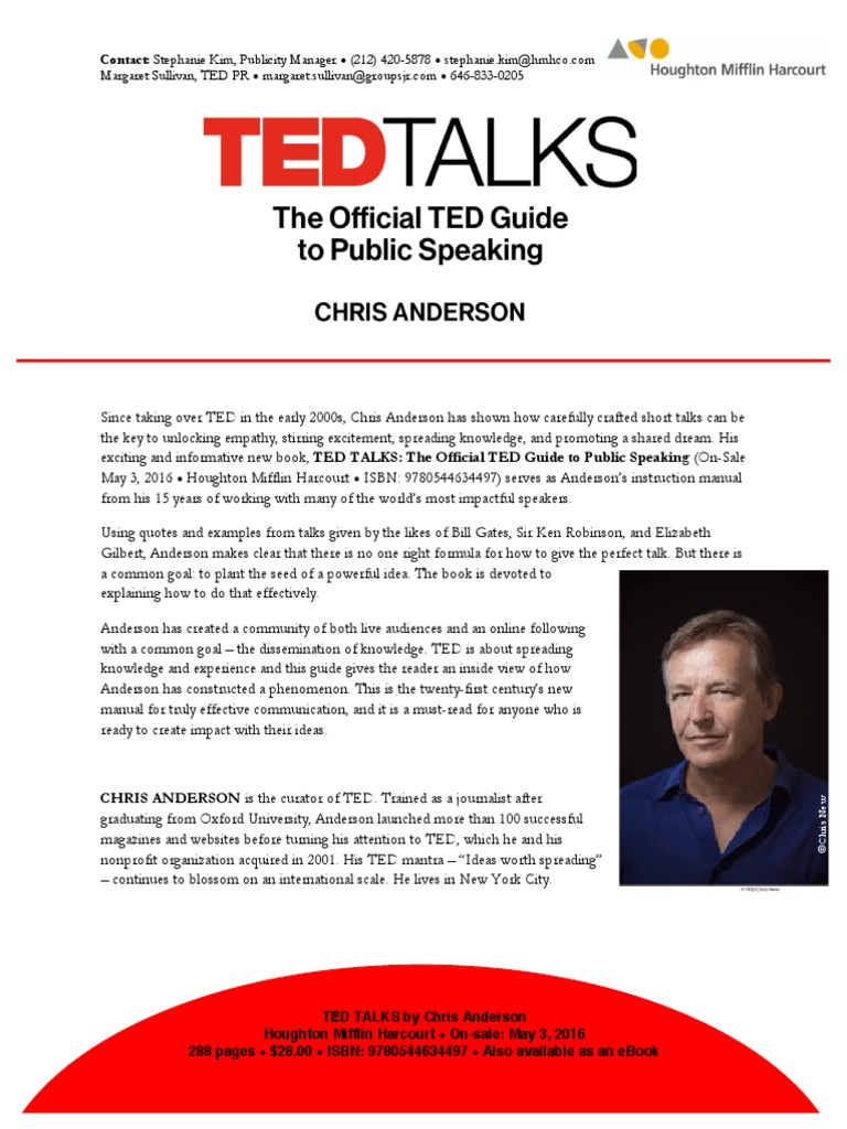 Press Kit TED Talks Chris Anderson | PDF | Public Speaking