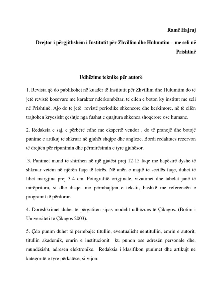 Ramë Hajraj - Shembull Për Punime Shkencore | PDF