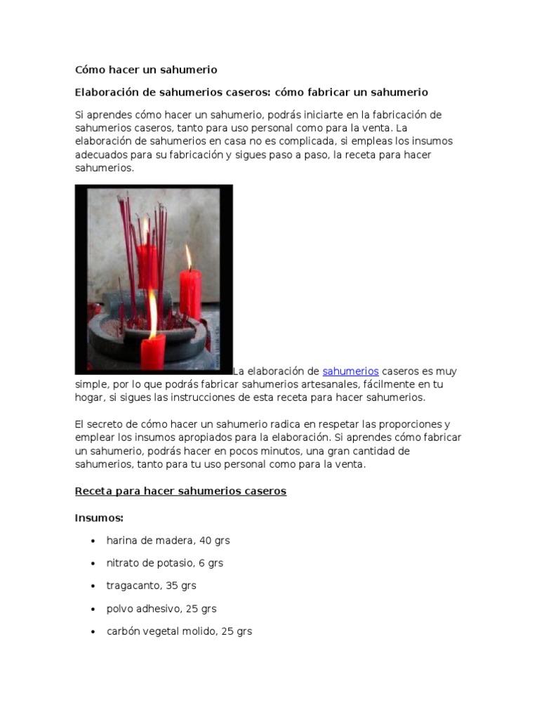 Cómo Hacer Un Sahumerio | PDF | Hueso | Incienso