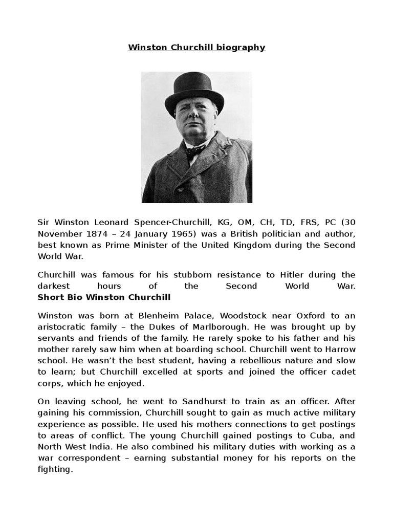 Winston Churchill: A Brief Biography | PDF | Winston Churchill ...