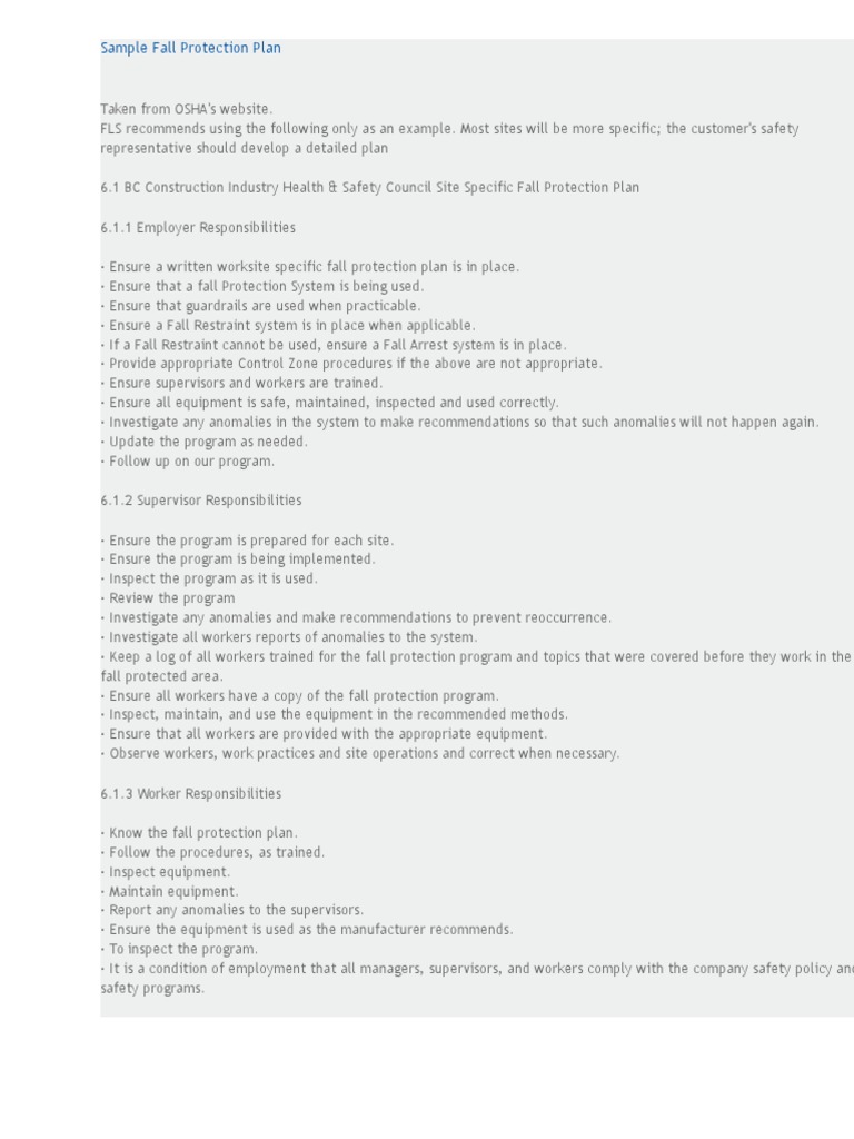 Fall Prevention Plan | PDF | Occupational Safety And Health ...