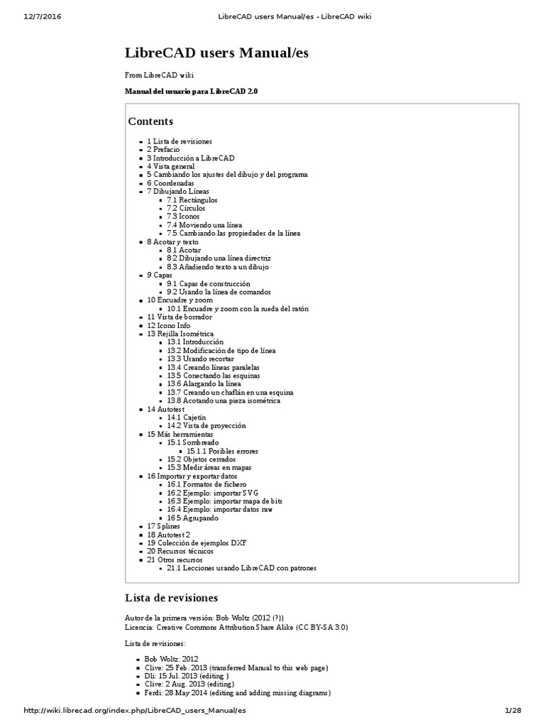 LibreCAD Users Manual - Es - LibreCAD Wiki | PDF | Point and Click | Ventana (informática)
