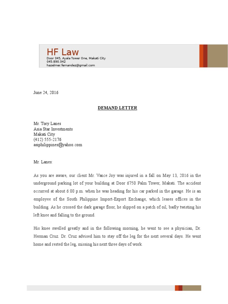 Demand Letter Sample | Orthopedic Surgery | Physical Therapy | Free 30 ...