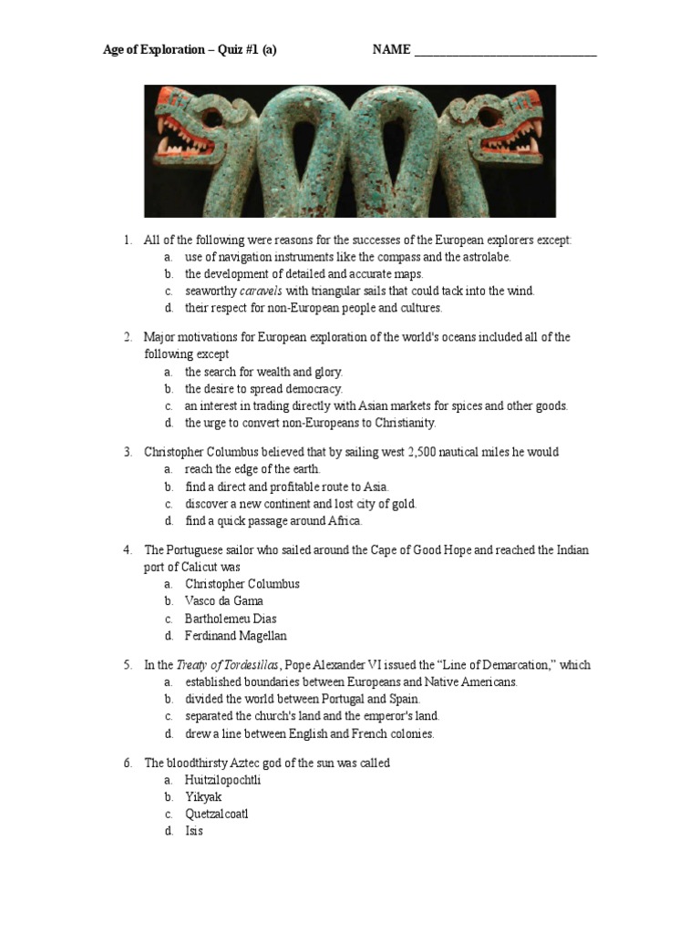 Age of Exploration Quiz and Insights | PDF | Age Of Discovery | Exploration