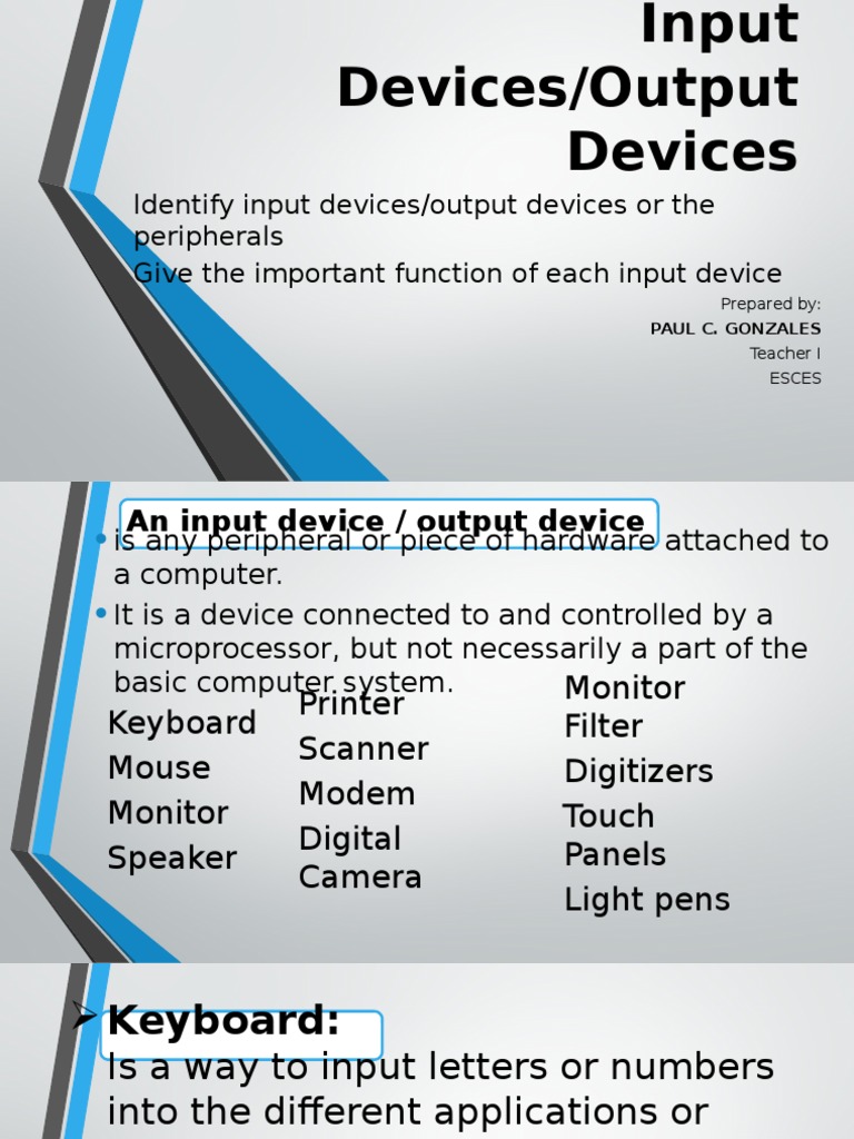 78-Identify Input and Output Devices | PDF | Computer Monitor | Input/Output