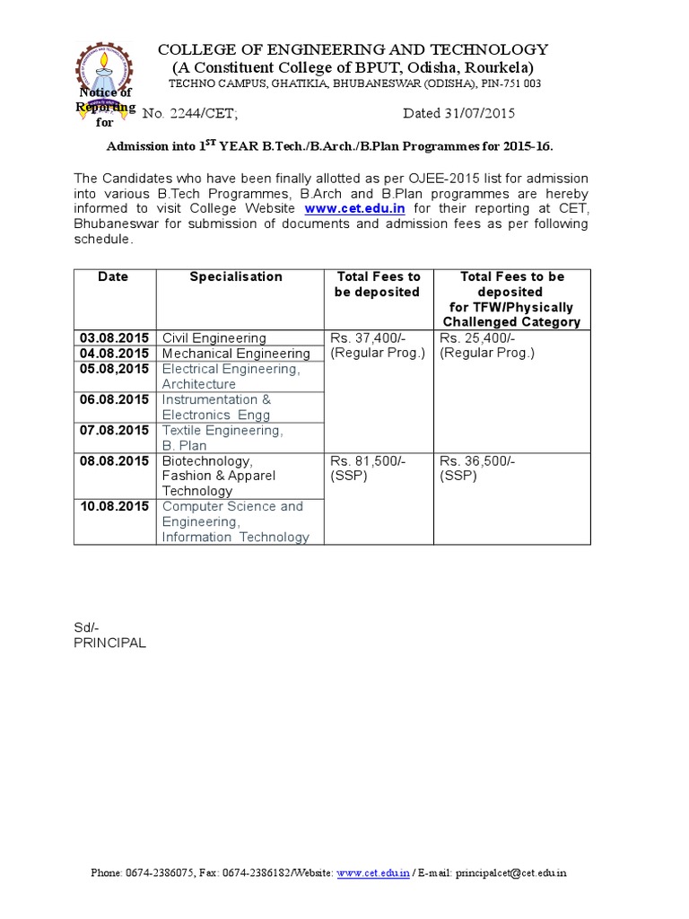 123 - CET 2244 Admission Notice | PDF | Technology & Engineering
