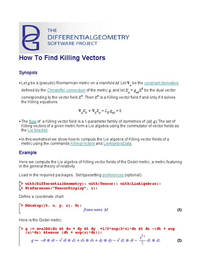 How To Find Killing Vectors | PDF