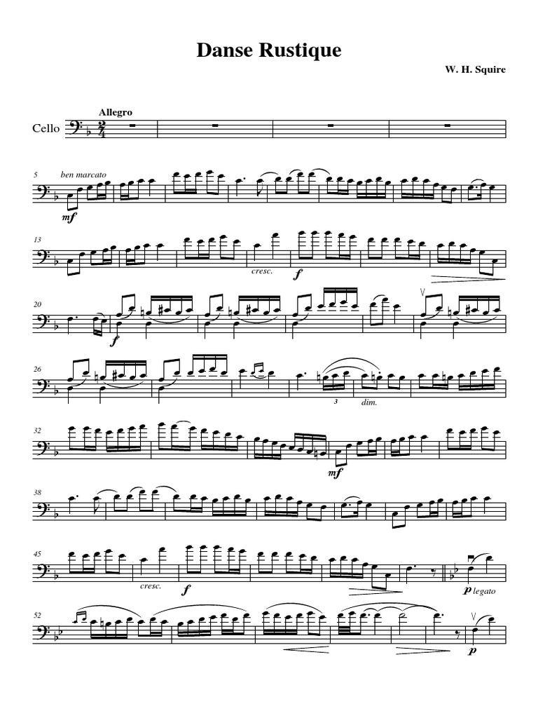 Squire - Danse Rustique (Cello Part) | PDF