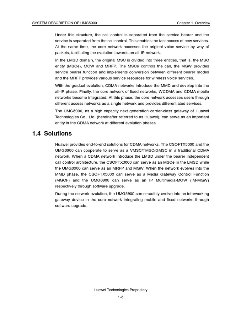 1.4 Solutions: System Description of Umg8900 Chapter 1 Overview | PDF