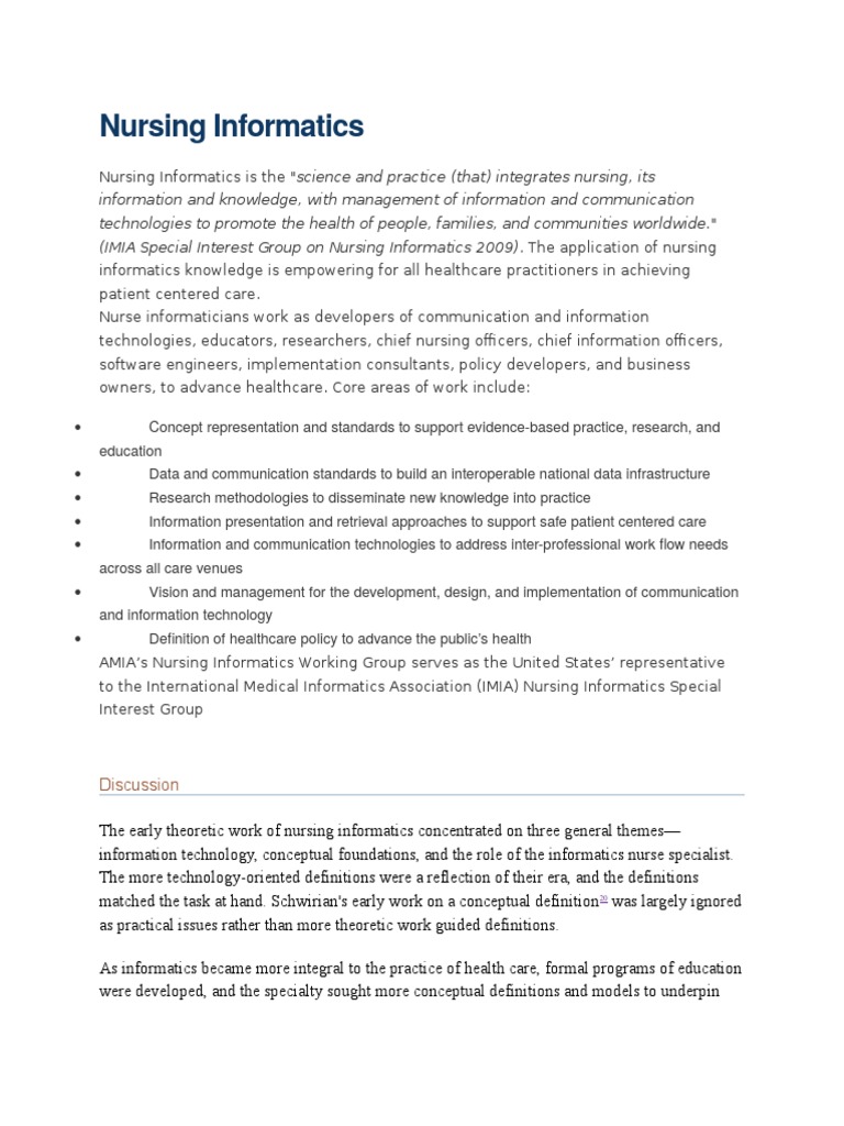 Nursing Informatics Definition | PDF | Health Informatics | Computer ...