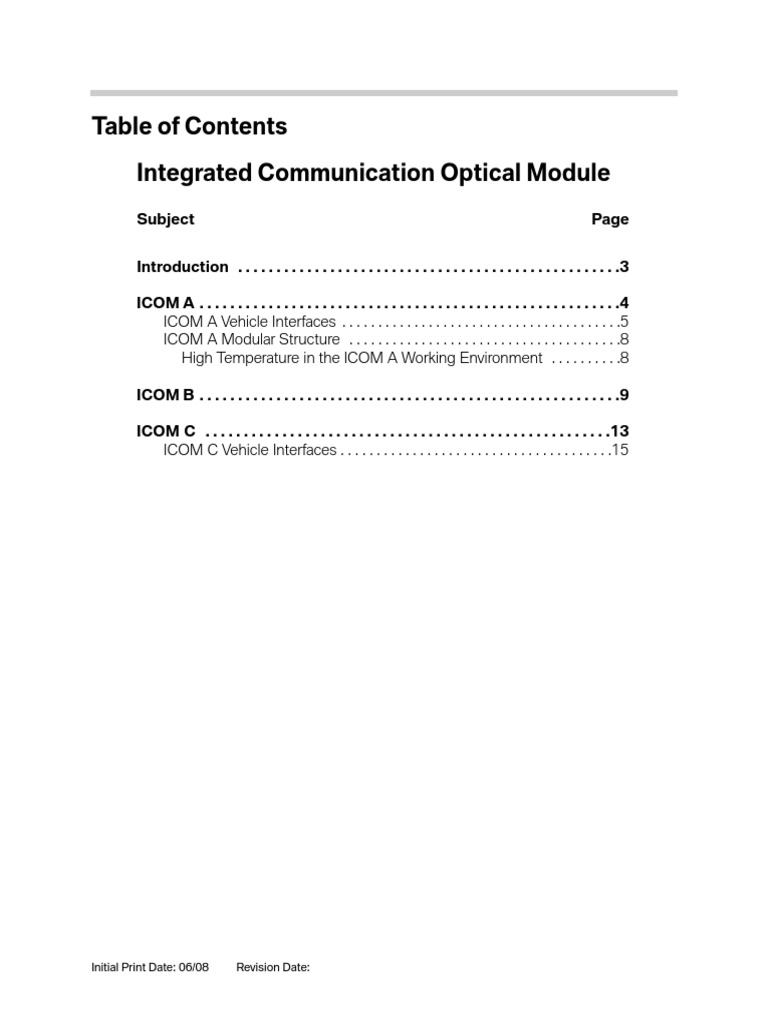 Integrated Communication Optical Module: Initial Print Date: 06/08 ...