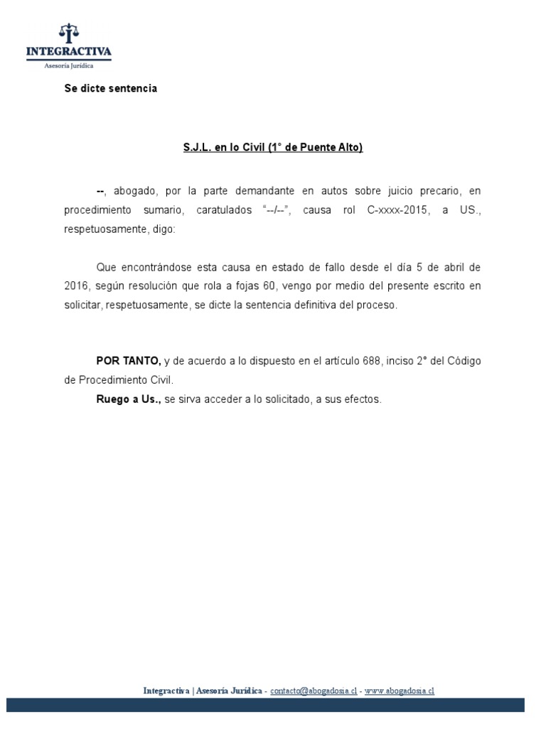 Escrito Judicial Se Dicte Sentencia