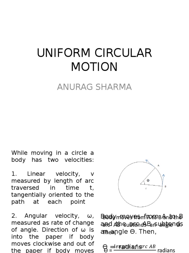 Uniform Circular Motion | PDF | Acceleration | Angle