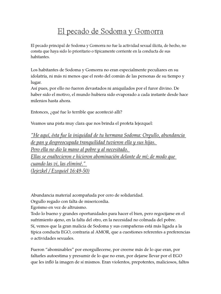 El Pecado de Sodoma y Gomorra | PDF | Pecado | Creencia religiosa y ...
