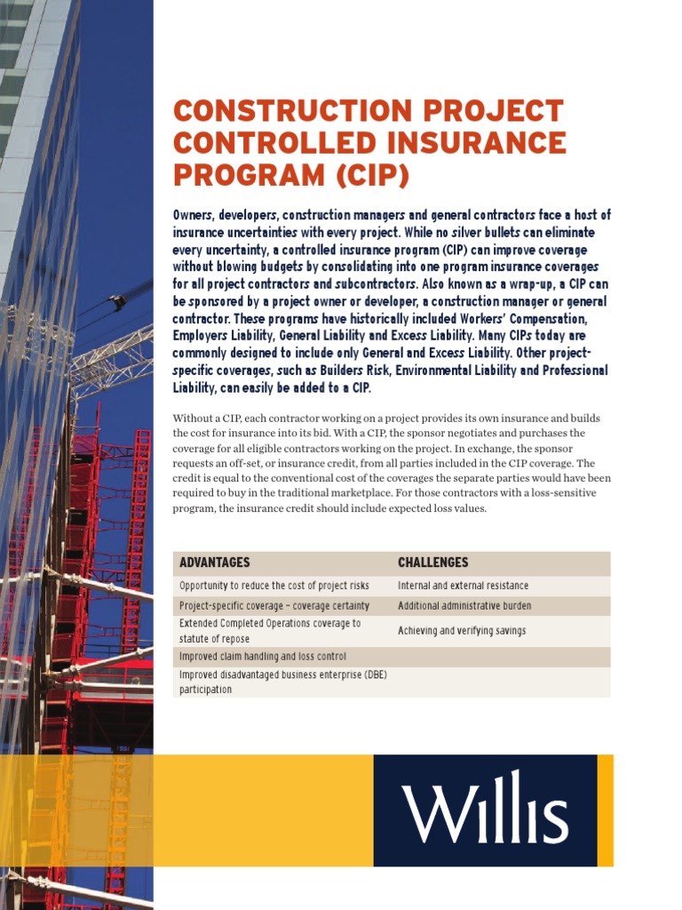 Construction Project Controlled Insurance Program CIP Flyer | PDF ...