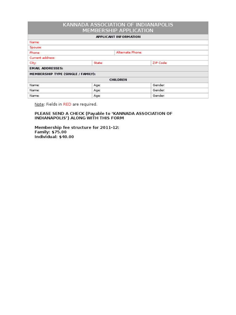 Kannada Association Membership Form | PDF | Social Science | Law