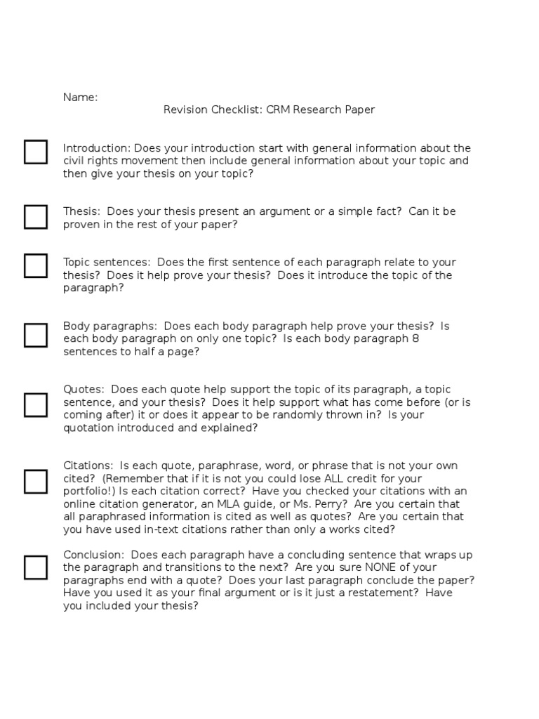 Revision and Editing Checklist | PDF | Citation | Writing