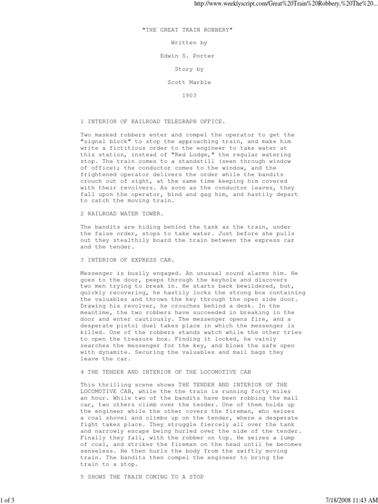 Original Script For Great Train Robbery | PDF | Violence | Theft