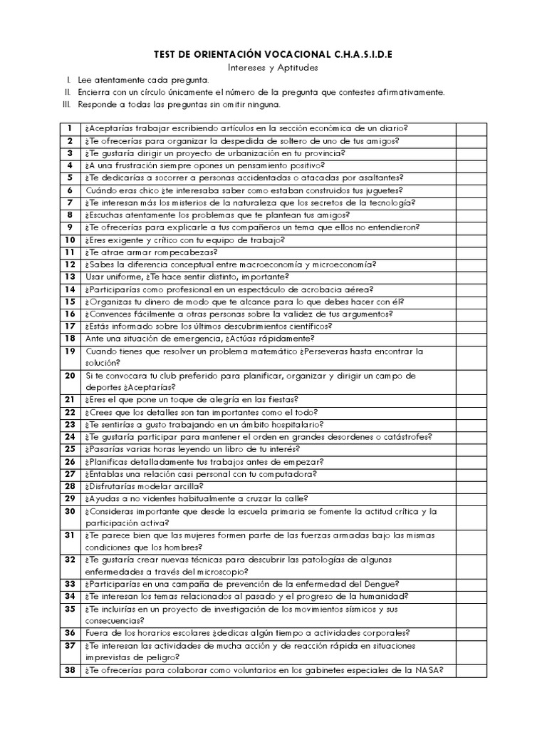 Cuestionario de Intereses Personales | PDF | Grupo de trabajo | Science