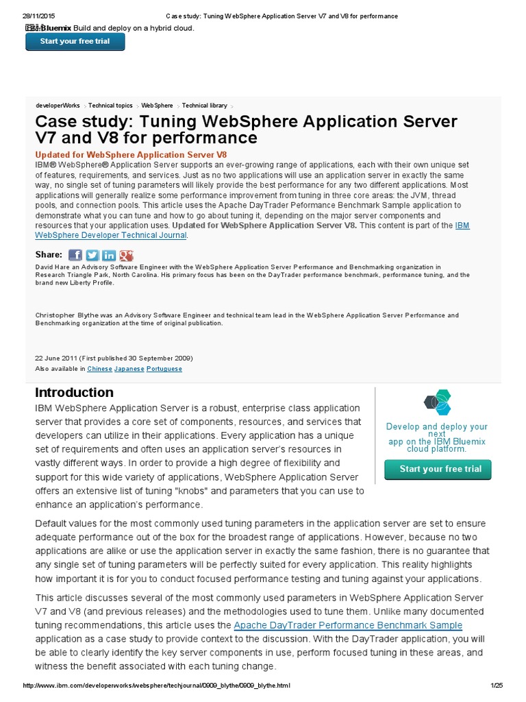 Case Study - Tuning WebSphere Application Server V7 and V8 For Performance | PDF | Enterprise ...
