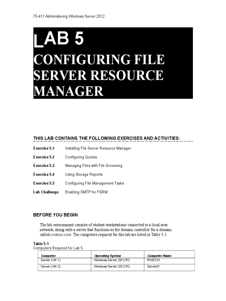 70 411 R2 Lab05 | PDF | Filename | Computer File