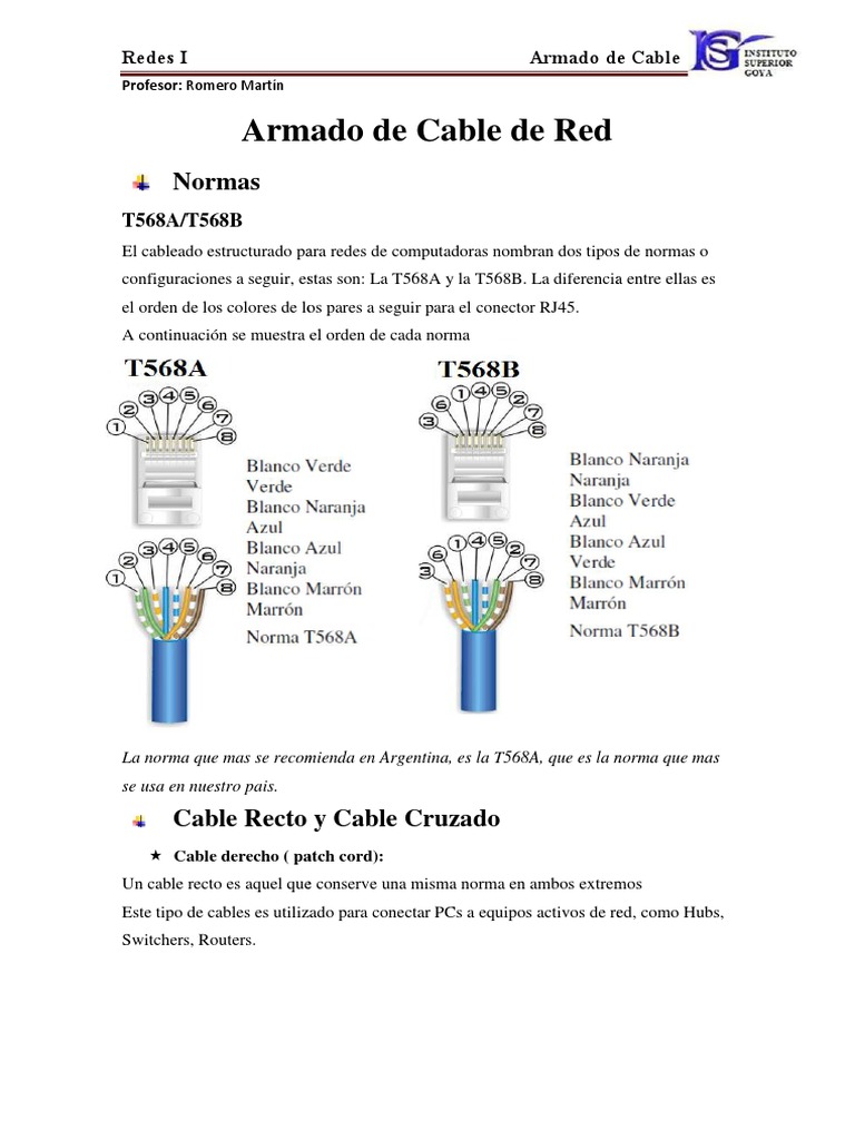 Armado de Cable de Red | PDF | Redes de computadoras | Telecomunicaciones