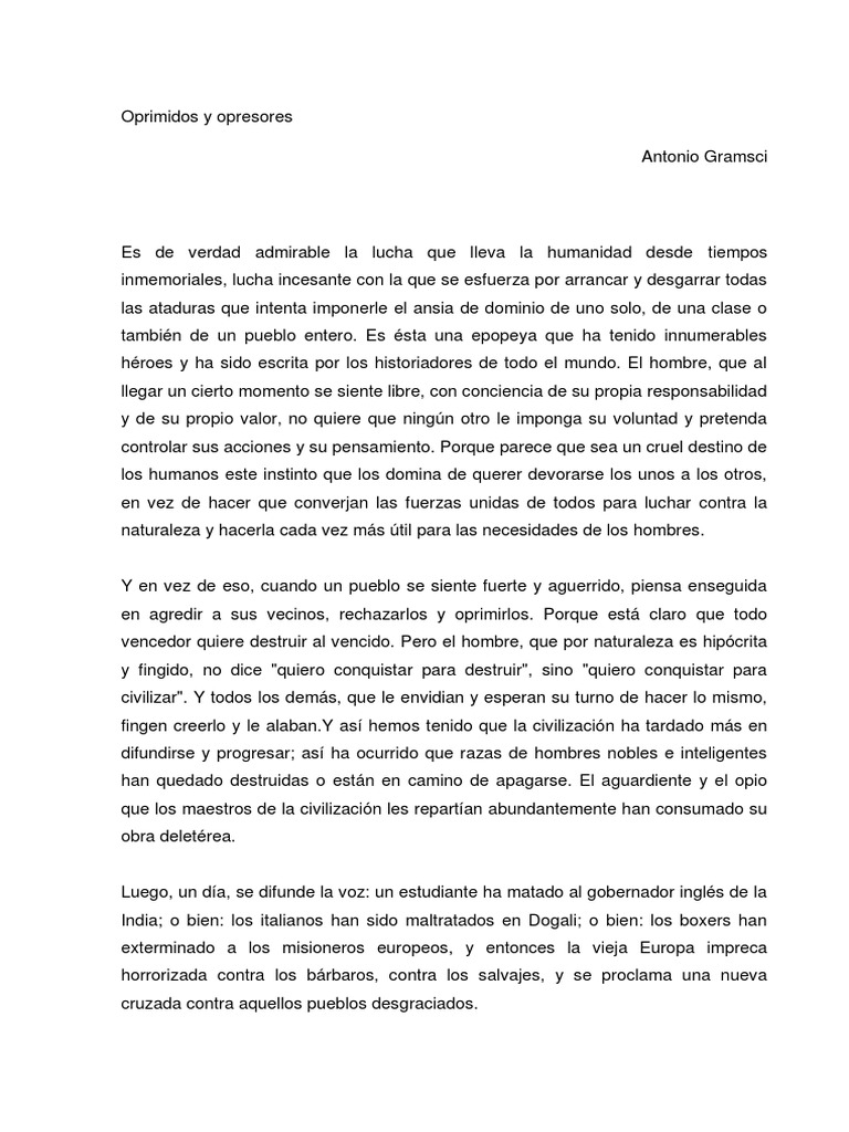 Oprimidos y opresores: Un análisis de las relaciones de poder entre ...