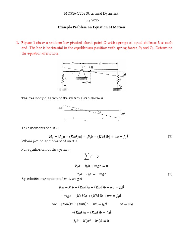 Example Problem On Equation of Motion | PDF