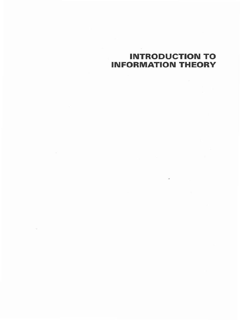 Introduction To Information Theory | PDF | Probability Theory | Information