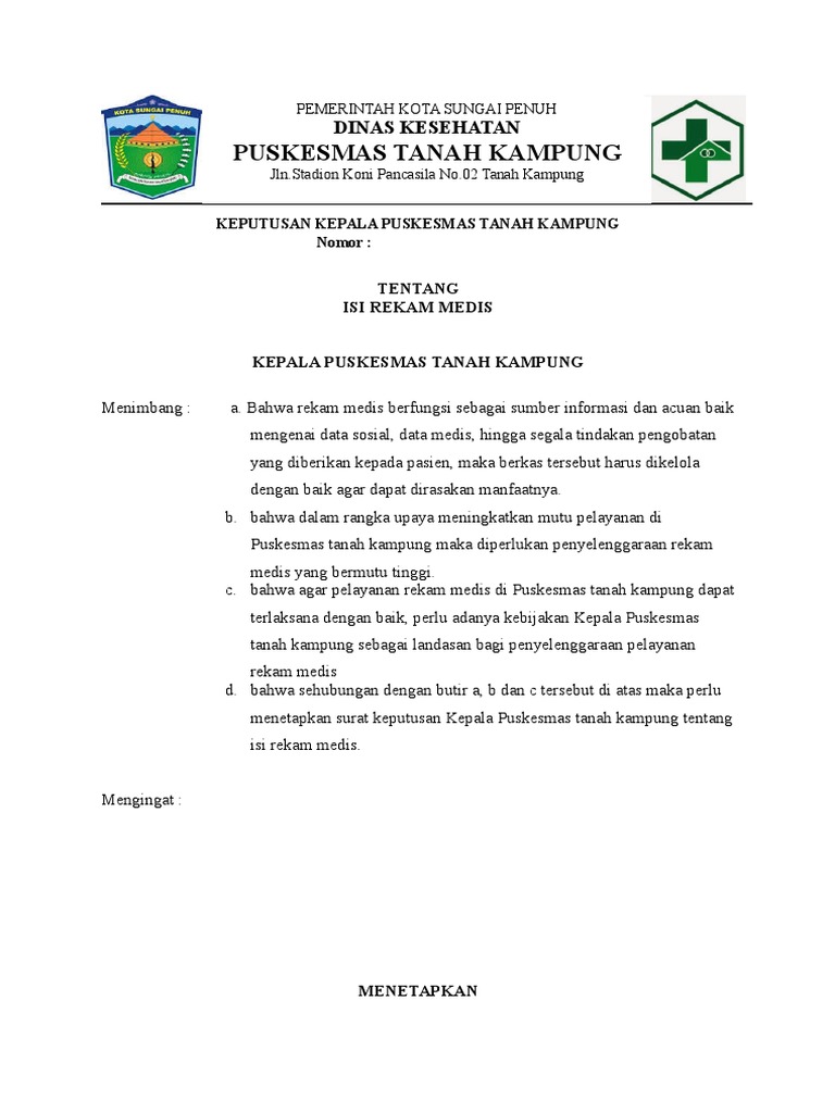 SK Isi Rekam Medis | PDF