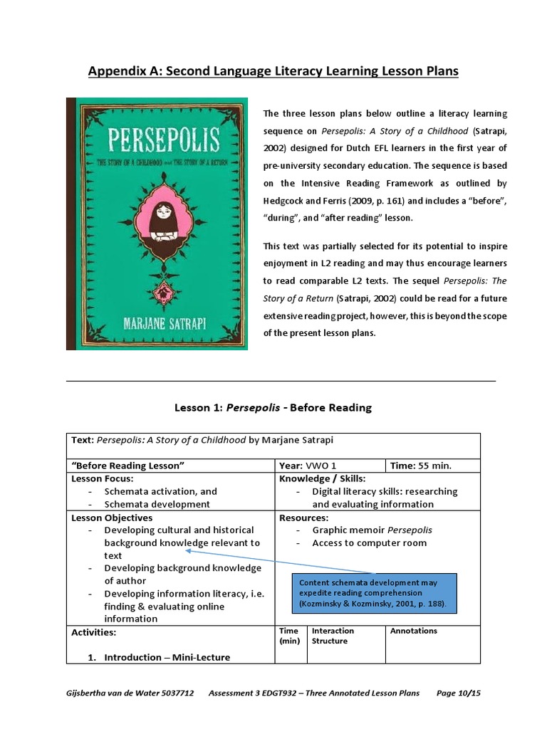 Teaching Persepolis: Lesson Plans | PDF | Lesson Plan | Reading (Process)
